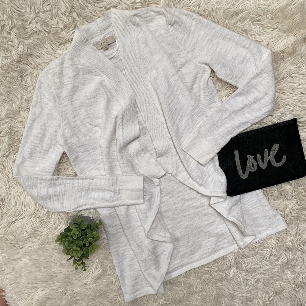 Loft Waterfall Open Cardigan White - Gem